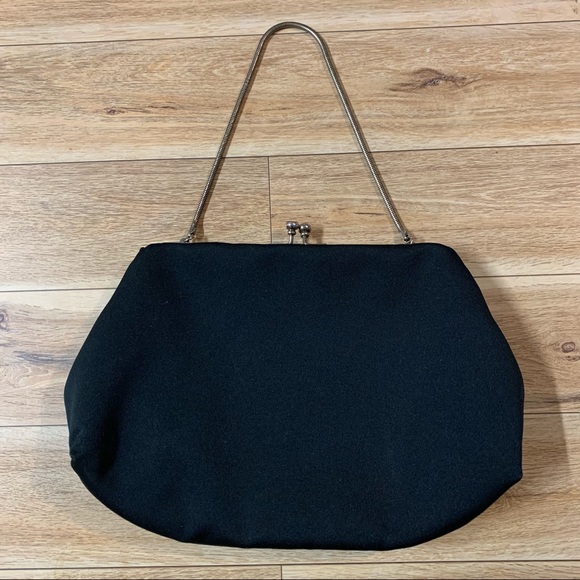 Bags | Vintage Duval Purse Handbag Evening Bag Clutch Black Silver ...